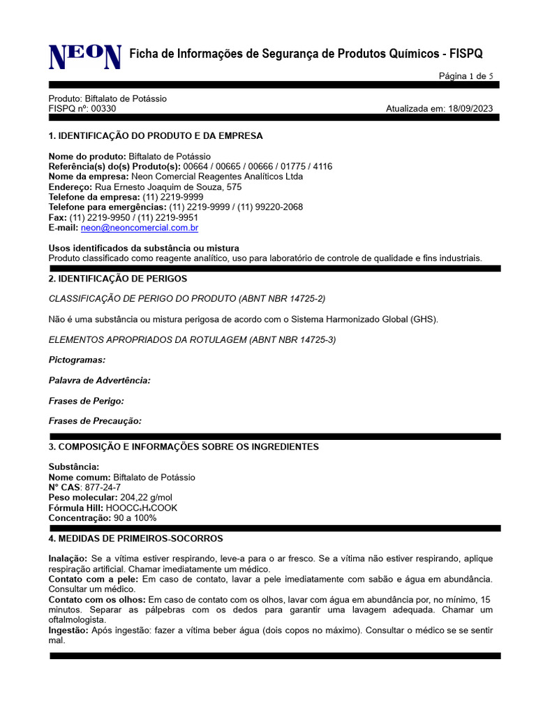 Biftalato de Potassio Neon | PDF | Química