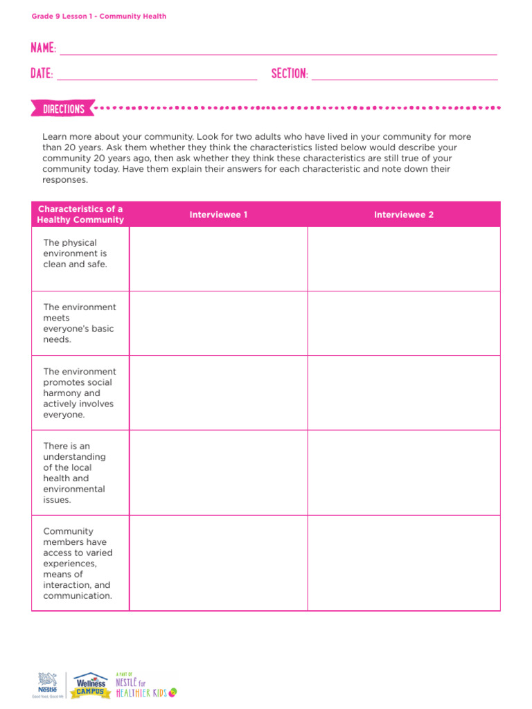 Community Health Interview Guide | PDF | Nature | Environmental Social ...