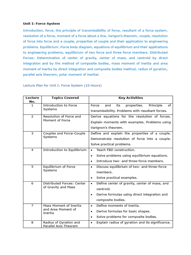 EM - Unit - 1 - Force System | PDF | Force | Orbit