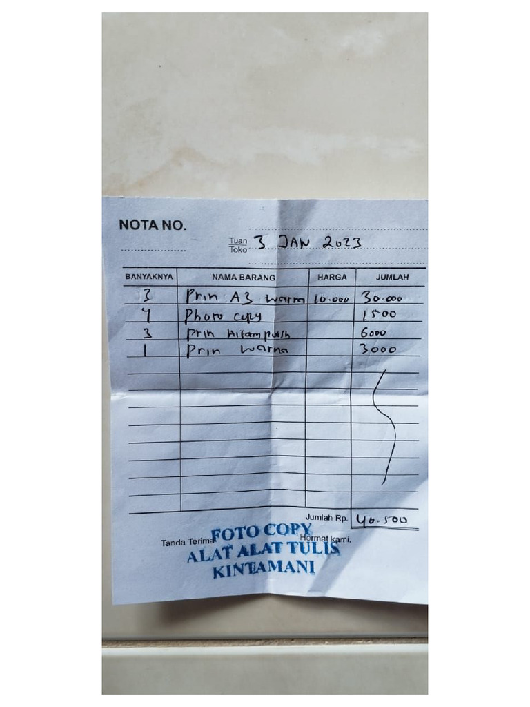 Nota Print Layout TSP Batakan Dan KTP | PDF