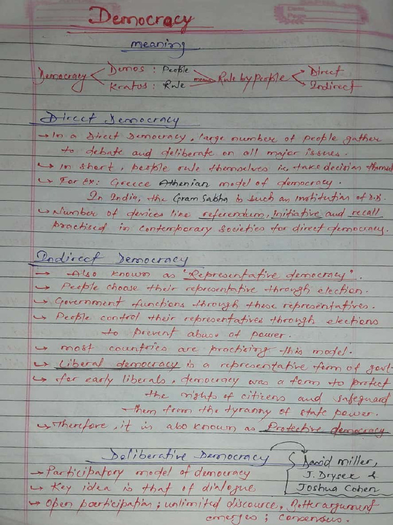 Democracy - Notes by B Sharma | PDF