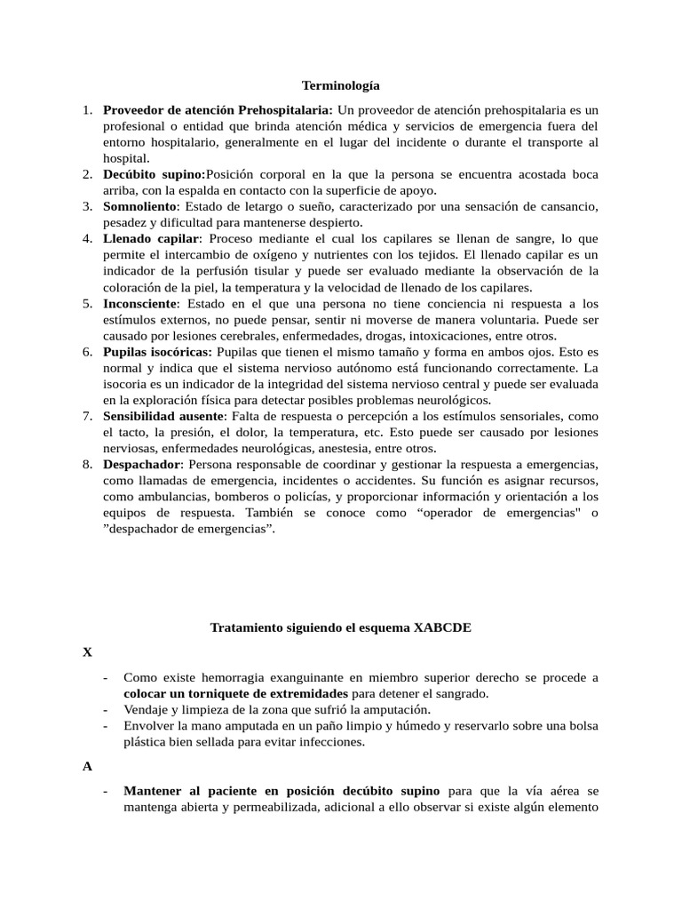 Tratamiento siguiendo el esquema XABCDE | PDF | Capilar | Neurología