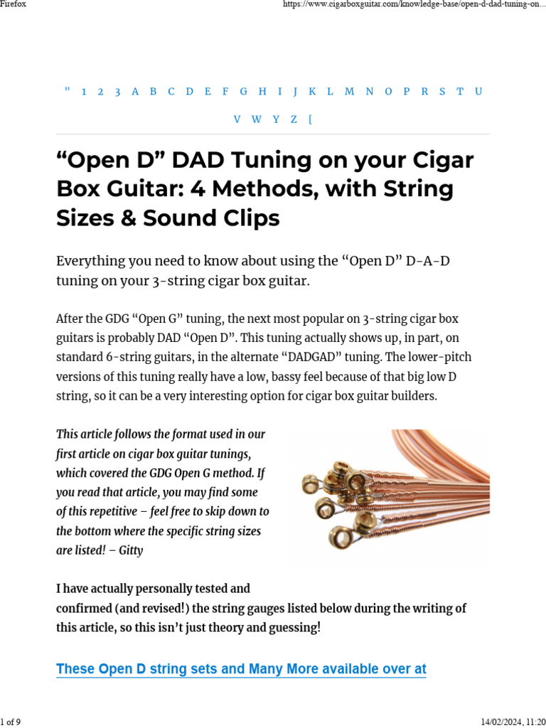 Open D DAD Tuning for Cigar Box Guitars | PDF | Guitars | Chordophones