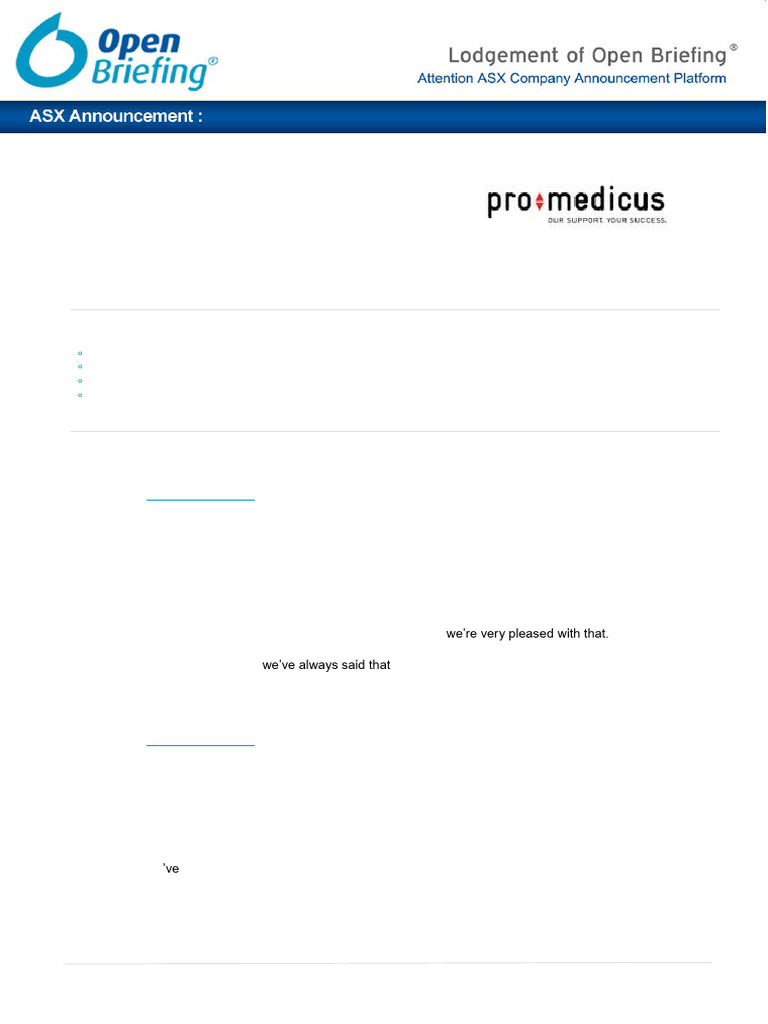 PME Open Briefing - CEO on FY18 results | PDF | Dividend | Cash