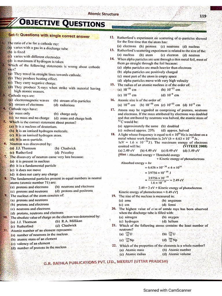 Atomic Structure Op Tandon | PDF