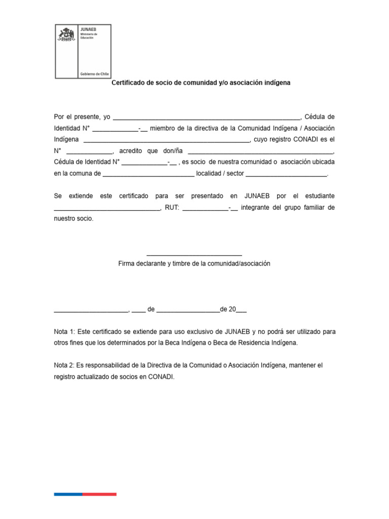 6. Anexo Certificado de Socio de Comunidad Yo Asociación Indígena | PDF