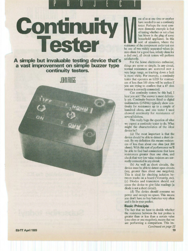 Adi Tester Continuitate Continuity Tester (3) | PDF | Amplifier ...
