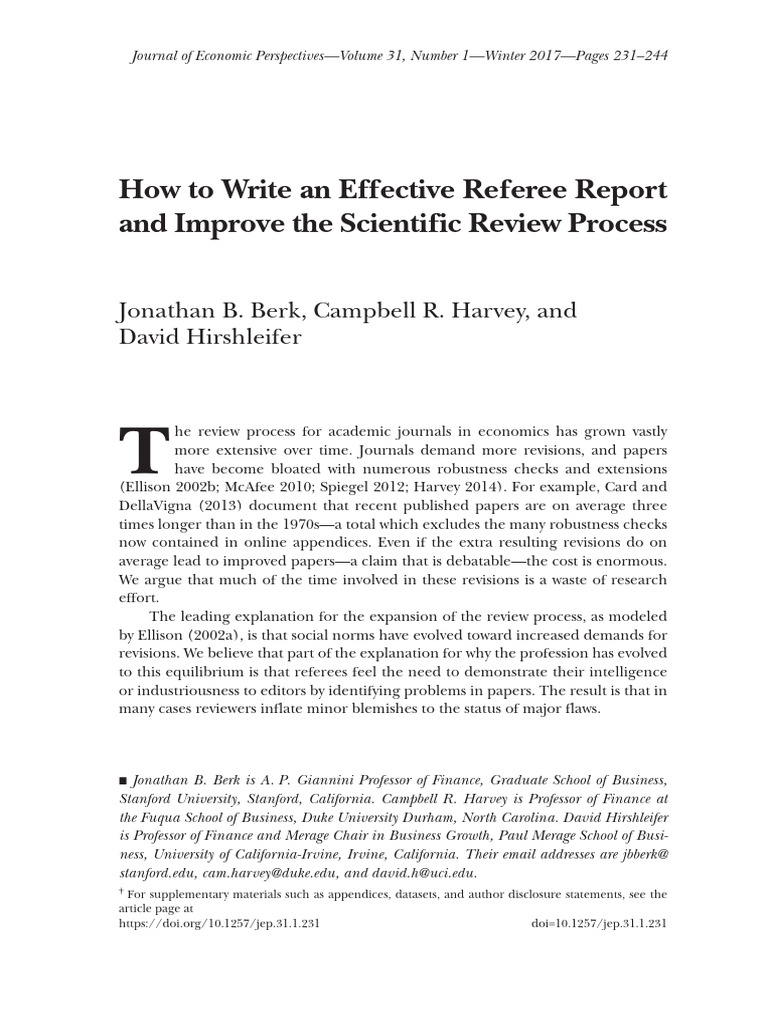 Berk, Harvey, Hirschleifer (2016) How To Write An Effective Referee ...