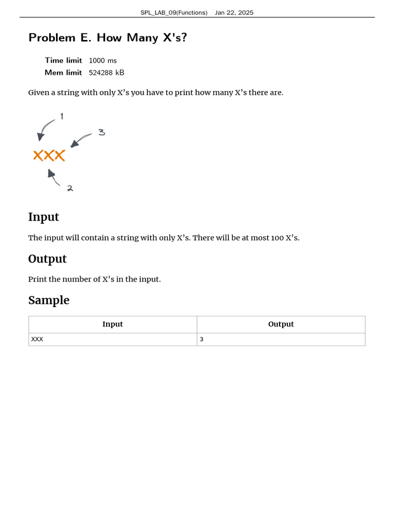 Problem E. How Many X'S?: Input | PDF