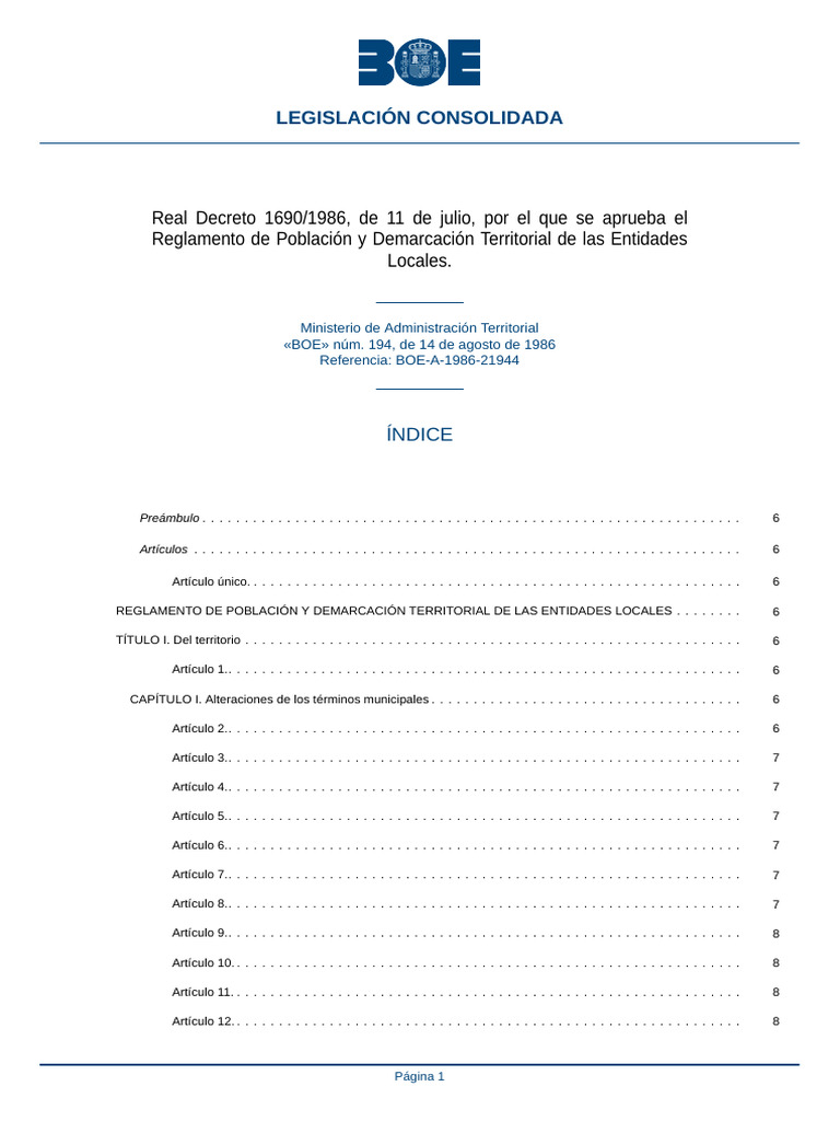 BOE A 1986 21944 Consolidado | PDF | Gobierno local | Estado (política)