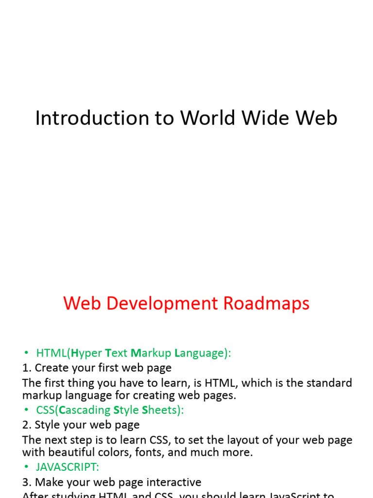 Introduction To World Wide Web | PDF | World Wide Web | Internet & Web