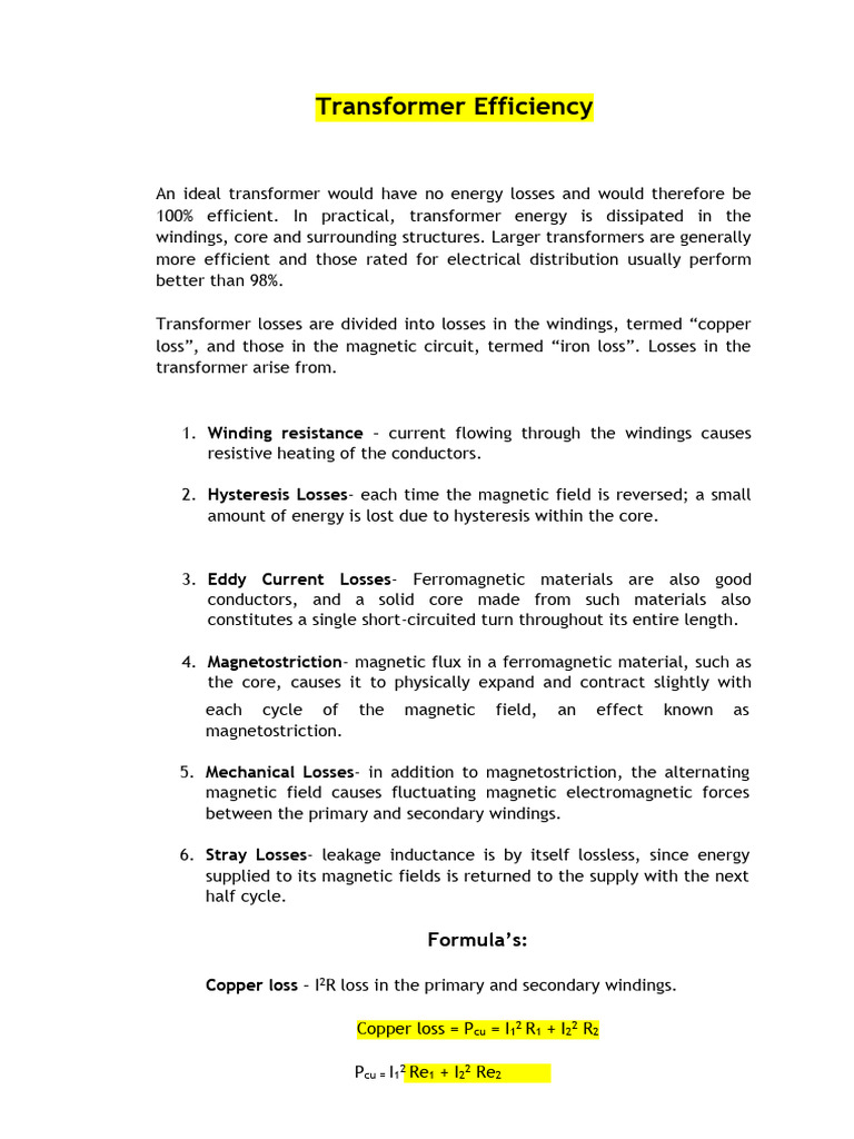 efficiency | PDF | Transformer | Electromagnetism