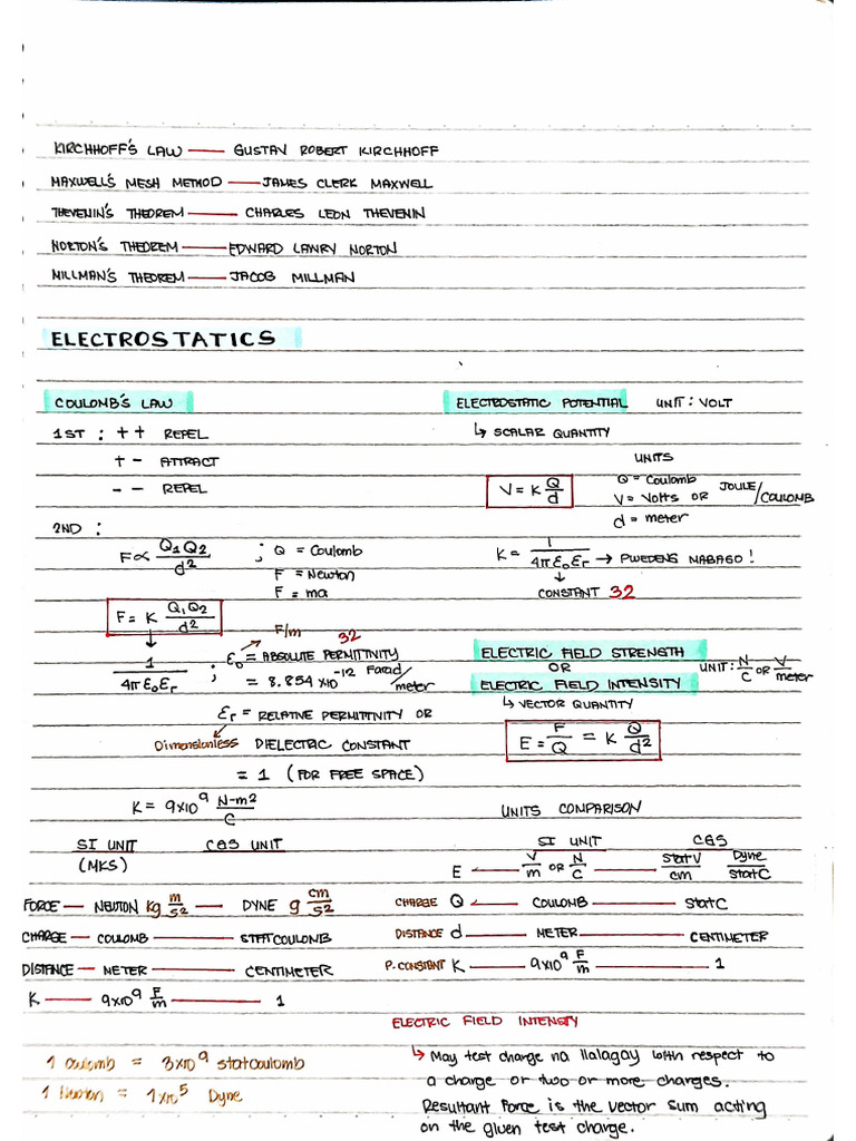 Electrostatics Notes-Electrical Engineering | PDF