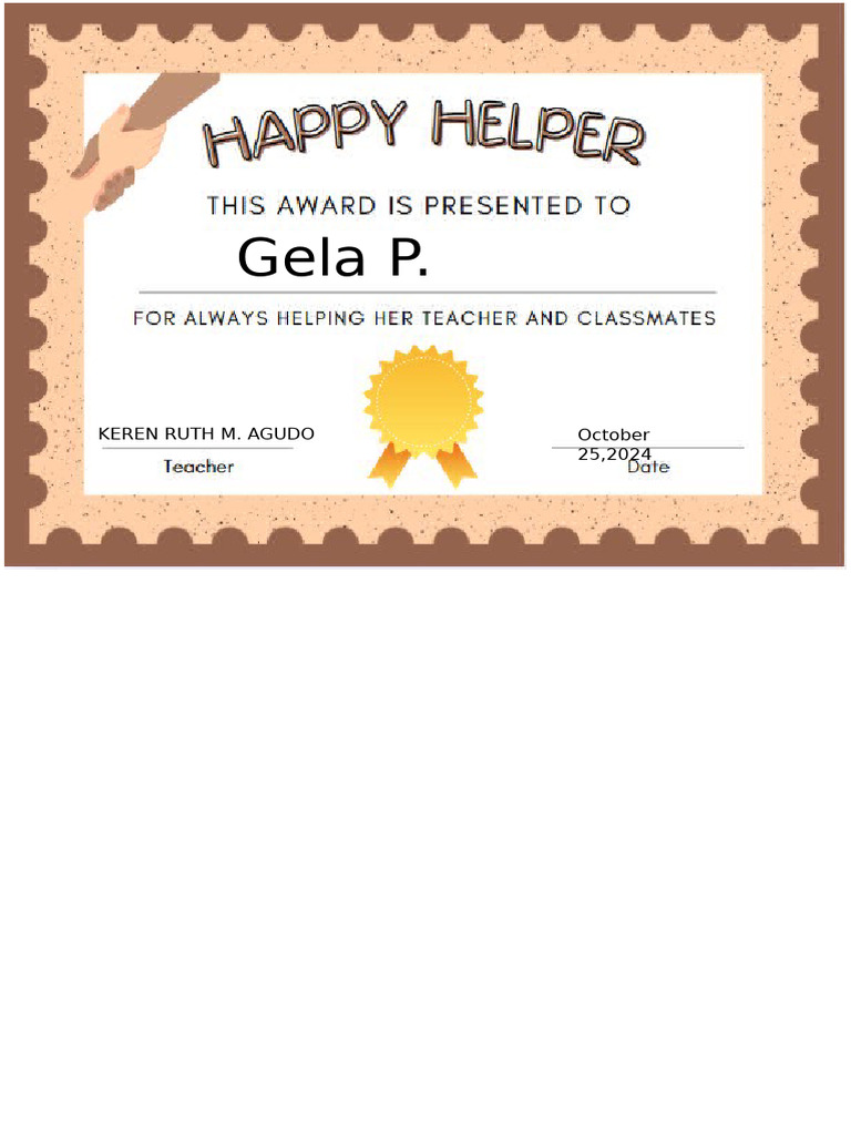 Happy Helper Award | PDF