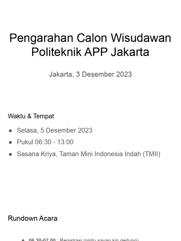 Pengarahan Wisudawan 2023 | PDF