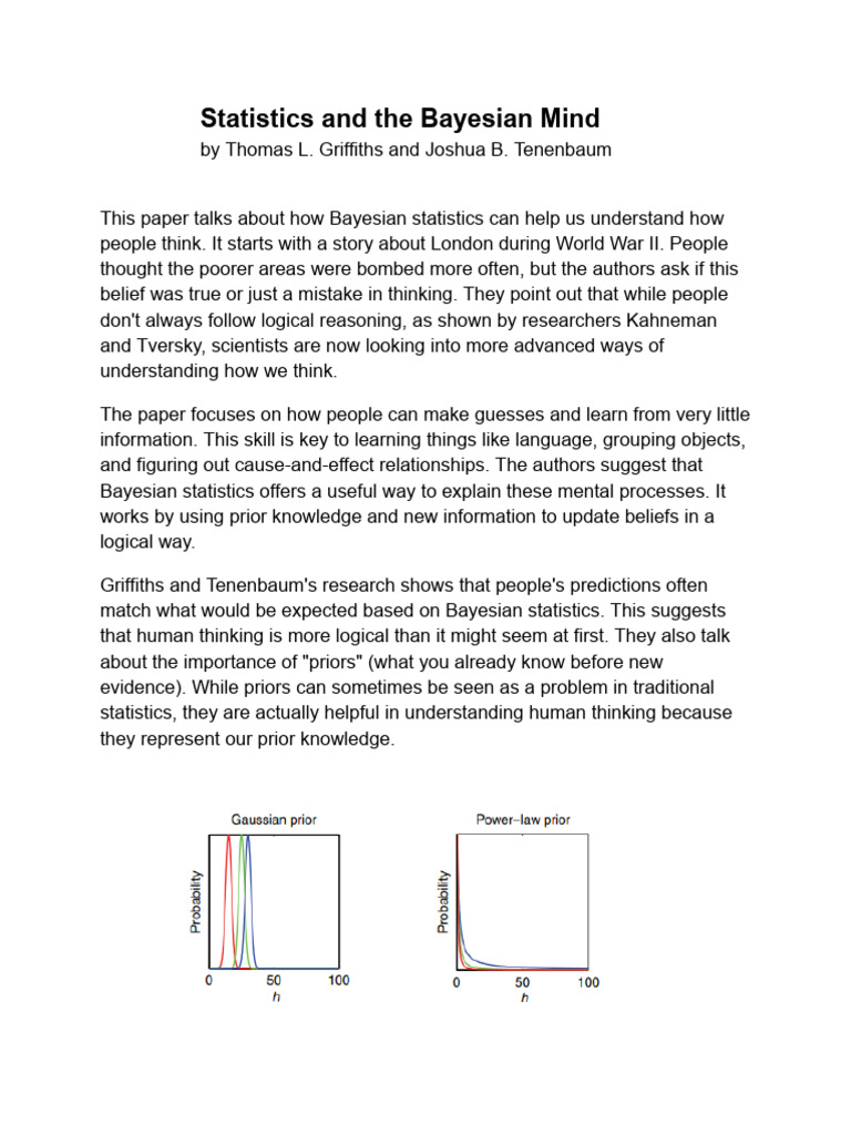 Summary-Statistics and The Bayesian Mind-142402020-RA2 | PDF | Bayesian ...