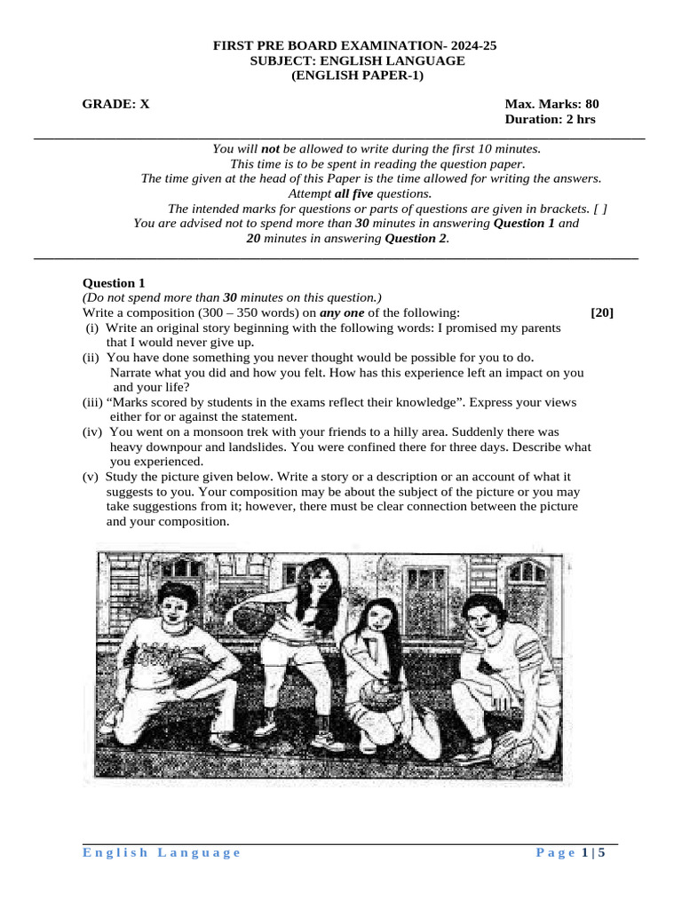 English Language Sample Paper - 2 | PDF