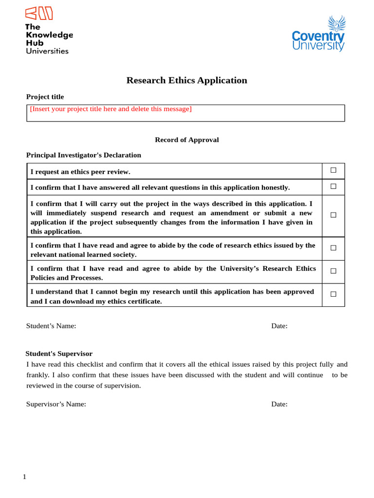 Research Ethics Application_19-09-2024_STUDENT | PDF | Risk | Consent