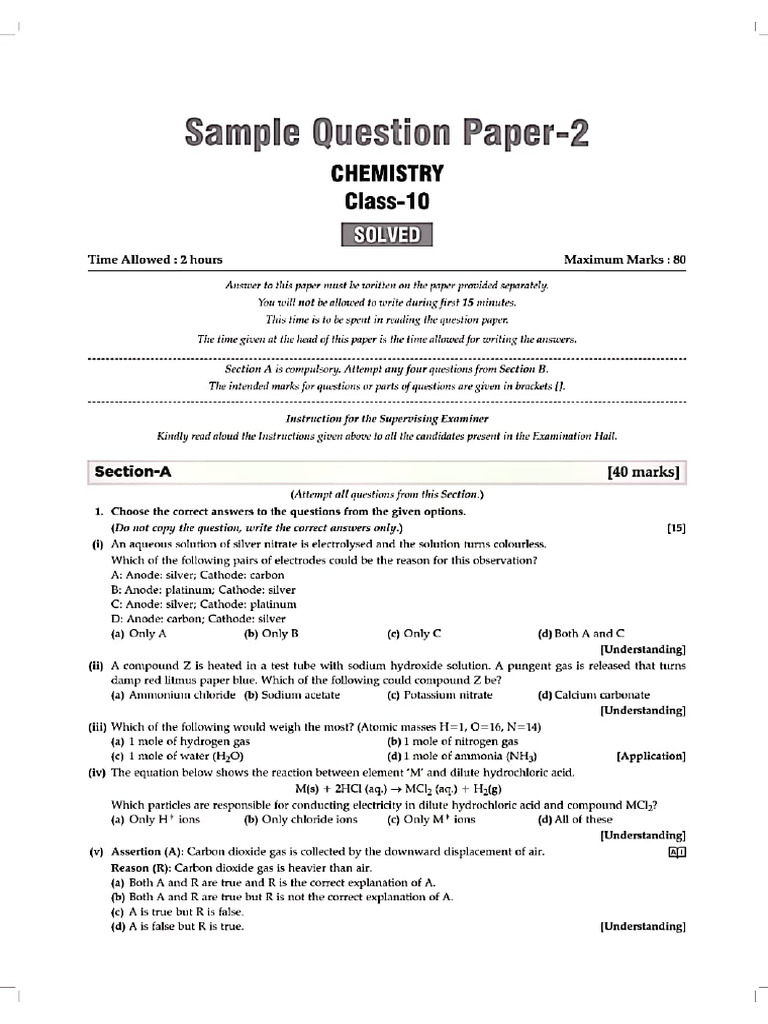 PART 2 O W l Chemistry Sample Papers 40 1 41 | PDF
