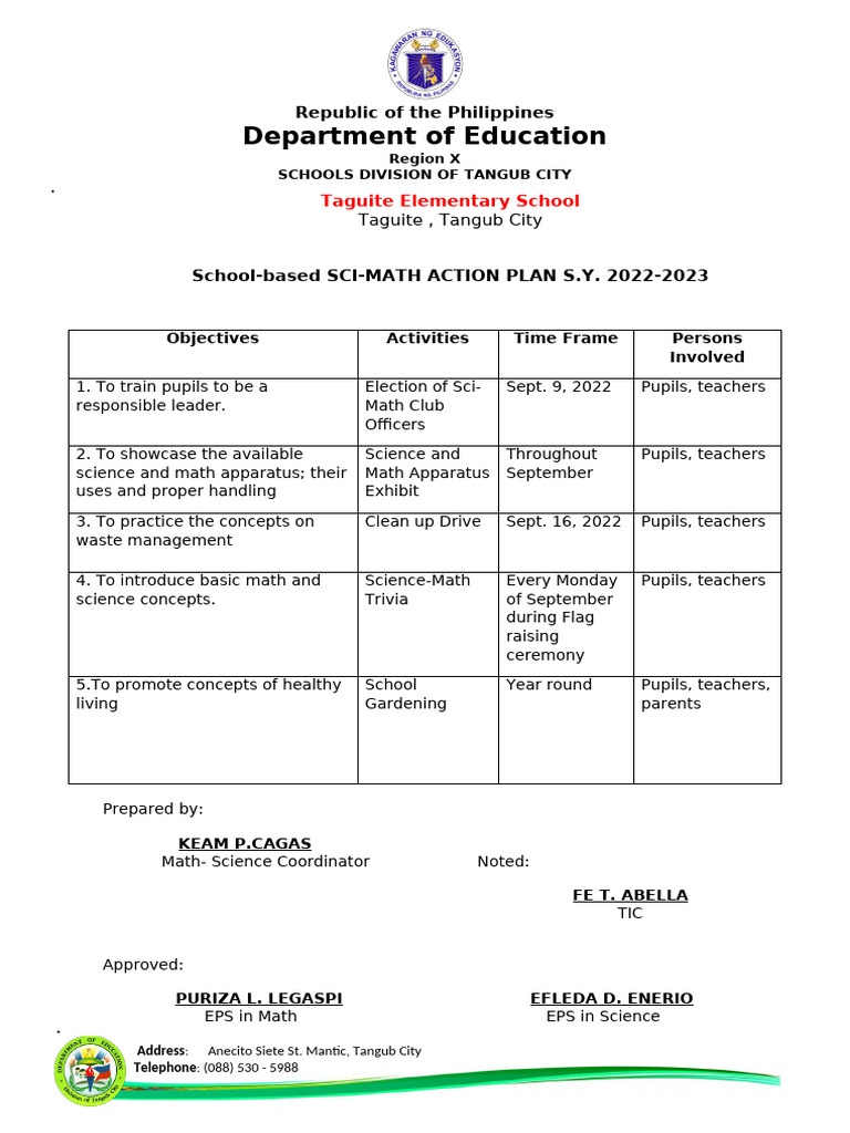 Sci-Math Action Plan for Students | PDF