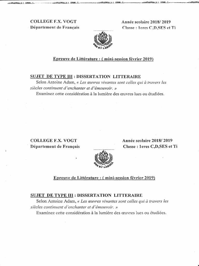 Orni-Coll Vogt Littérature Seq4 PC-PD-PTI 2019 | PDF