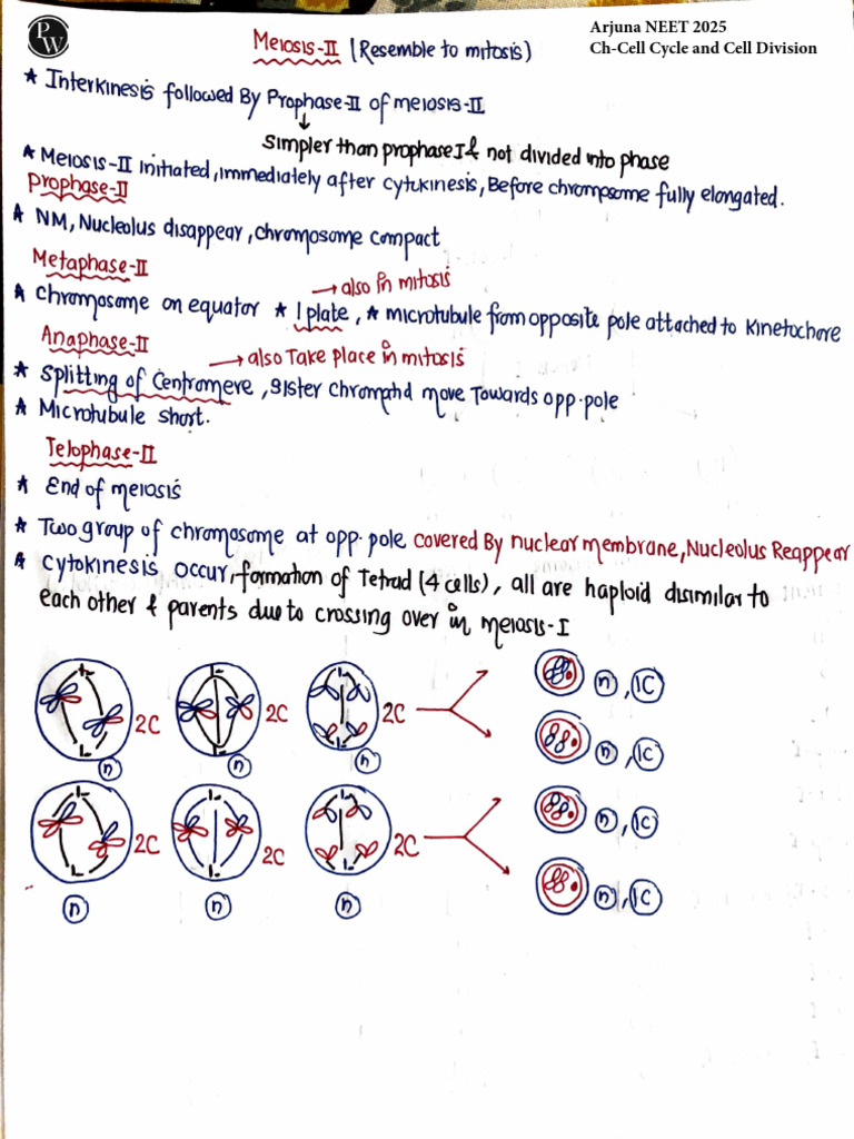 Cell Cycle and Cell Division 06 - Handwritten Notes - Arjuna NEET 2025 ...