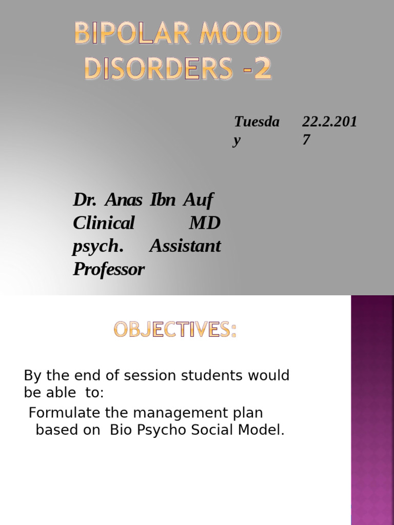 Bipolar Mood Disorders 2 | PDF | Mania | Bipolar Disorder