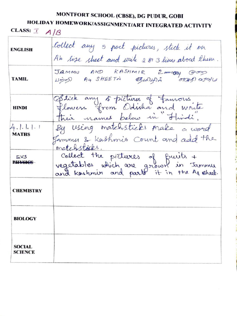 Winter Holidays Assignment - Compressed | PDF
