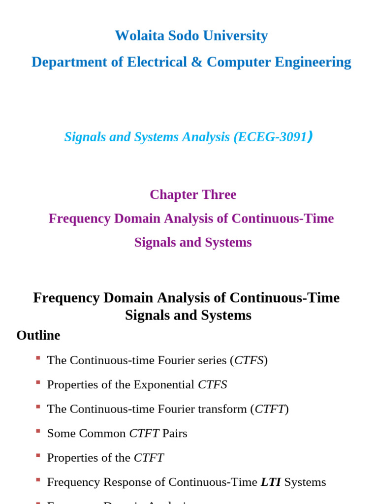 04 Frequency Domain Analysis of Continuous Time Signals and Systems | PDF | Fourier Series ...