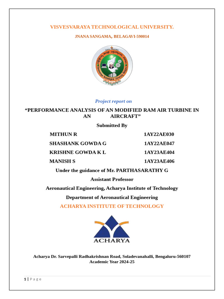 Modified Ram Air Turbine Performance Analysis | PDF | Computational ...