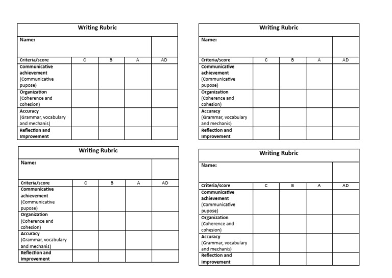 Writing Rubricchecklist | PDF