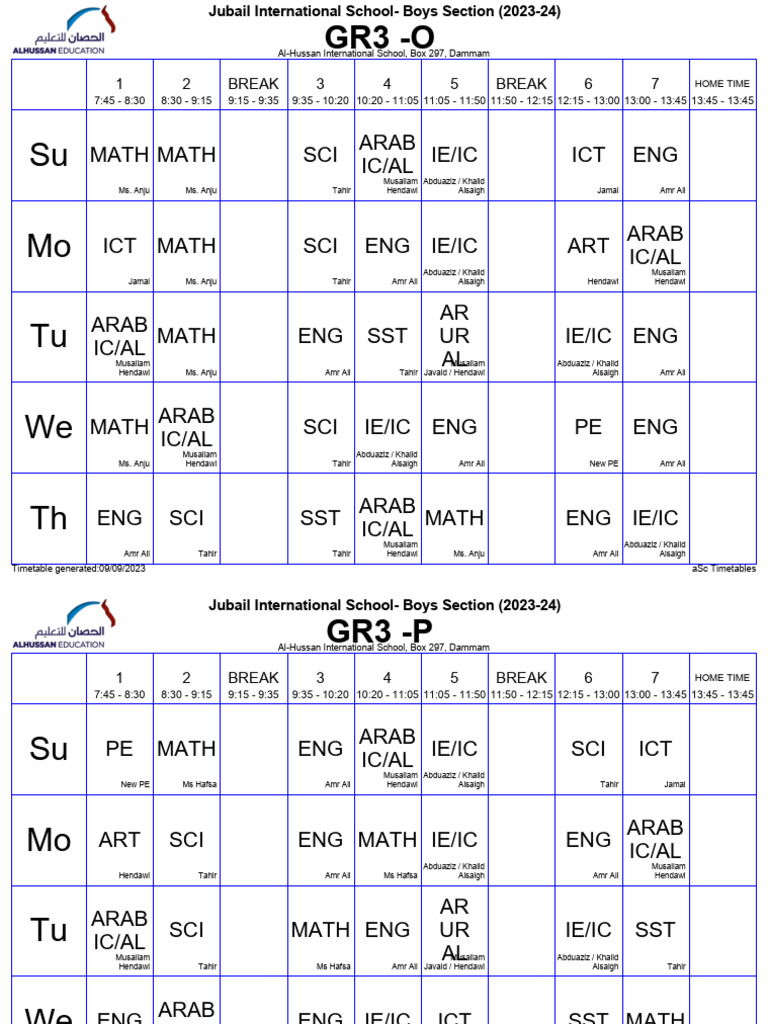 Boys_Class_Timetable | PDF