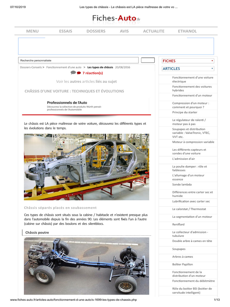Types de châssis de voiture expliqués | PDF | Voitures | Frein