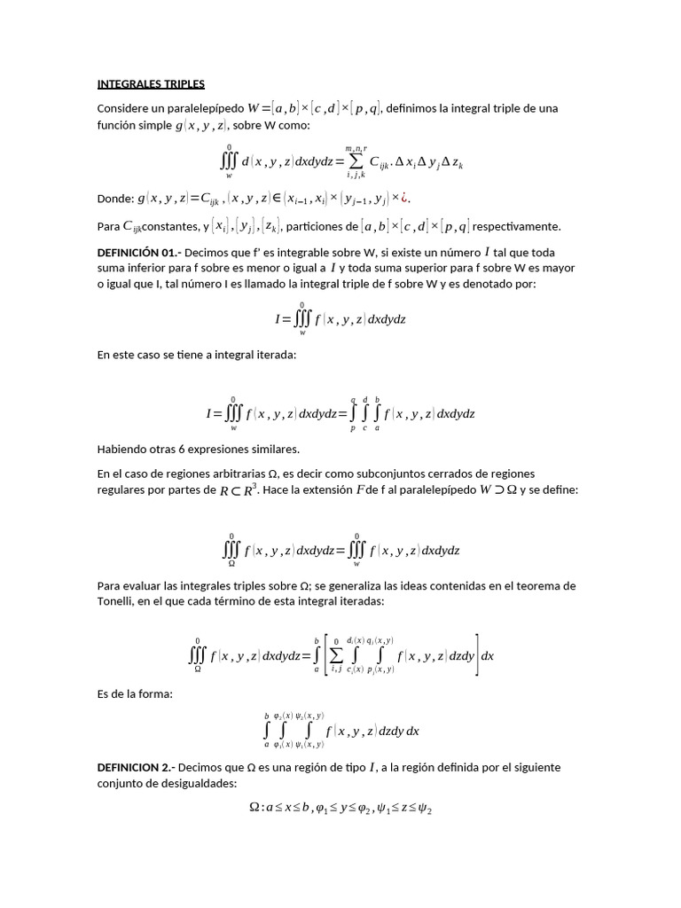 Integrales Triples | PDF | Integral | Física Matemática
