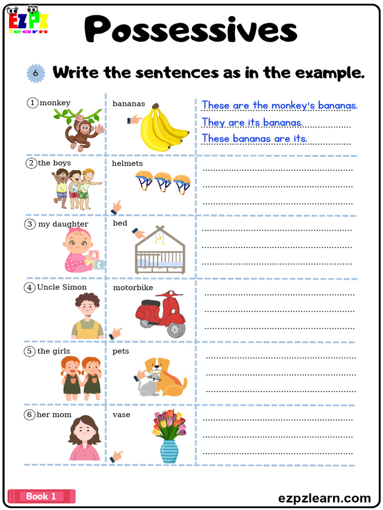 Possessives Look at The Images and Then Write The Sentences Grammar ...