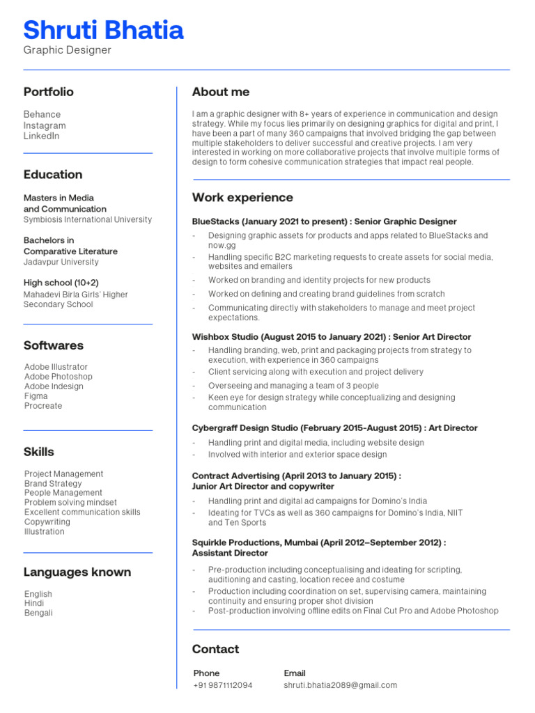 Shruti+Bhatia_Resume | PDF | Brand