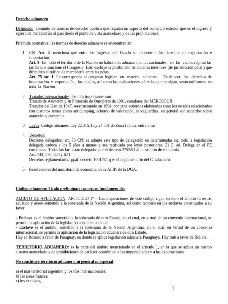 Derecho_aduanero_resu,en_1era_parte[1] | PDF | aduana | Arancel