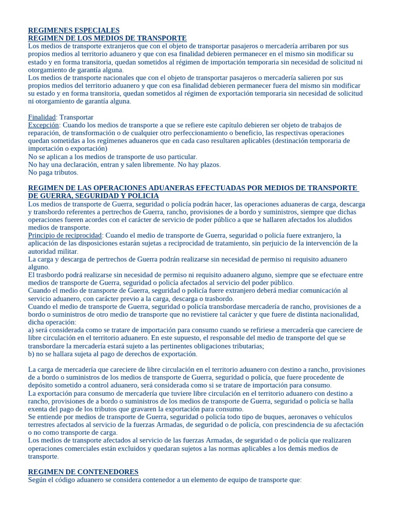 REGIMENES ESPECIALES | PDF | aduana | Exportaciones