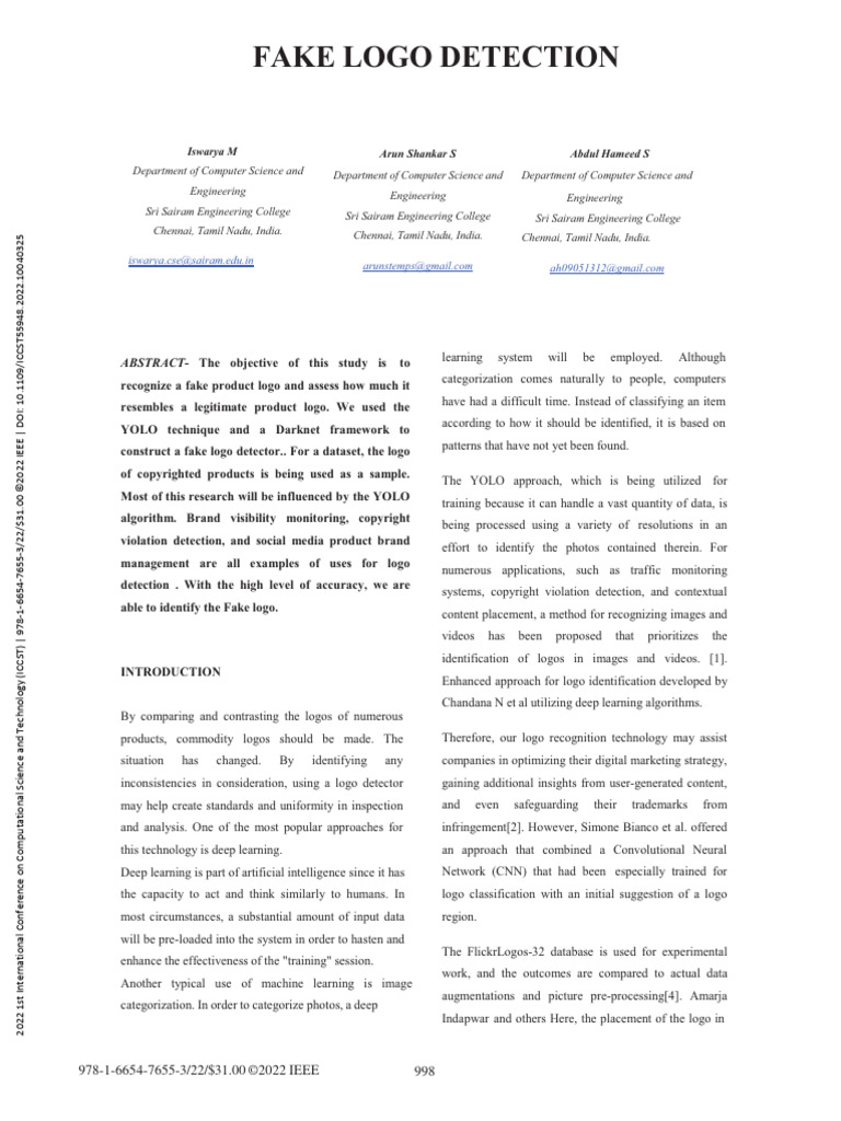 Fake Logo Detection | PDF | Cognition | Machine Learning Fake Logo Detection | PDF | Cognition | Machine Learning