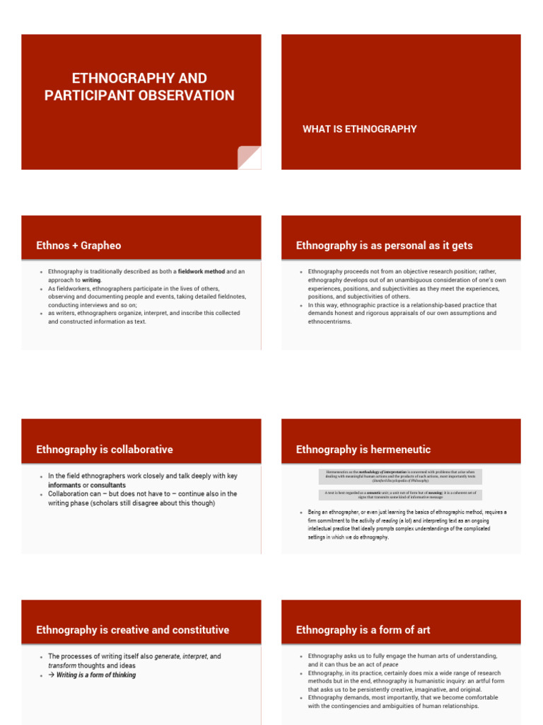 Ethnography and participant observation | PDF | Ethnography | Methodology