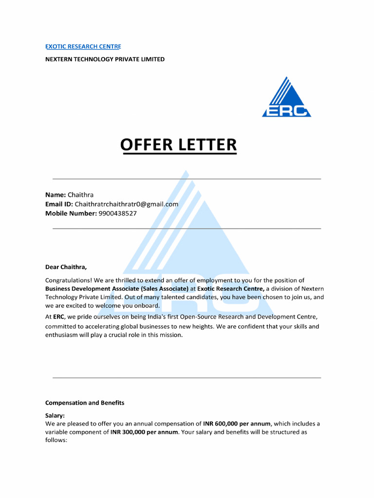 Chaithra BDA OFFER LETTER - PDF - 20250113 - 185444 - 0000 | PDF