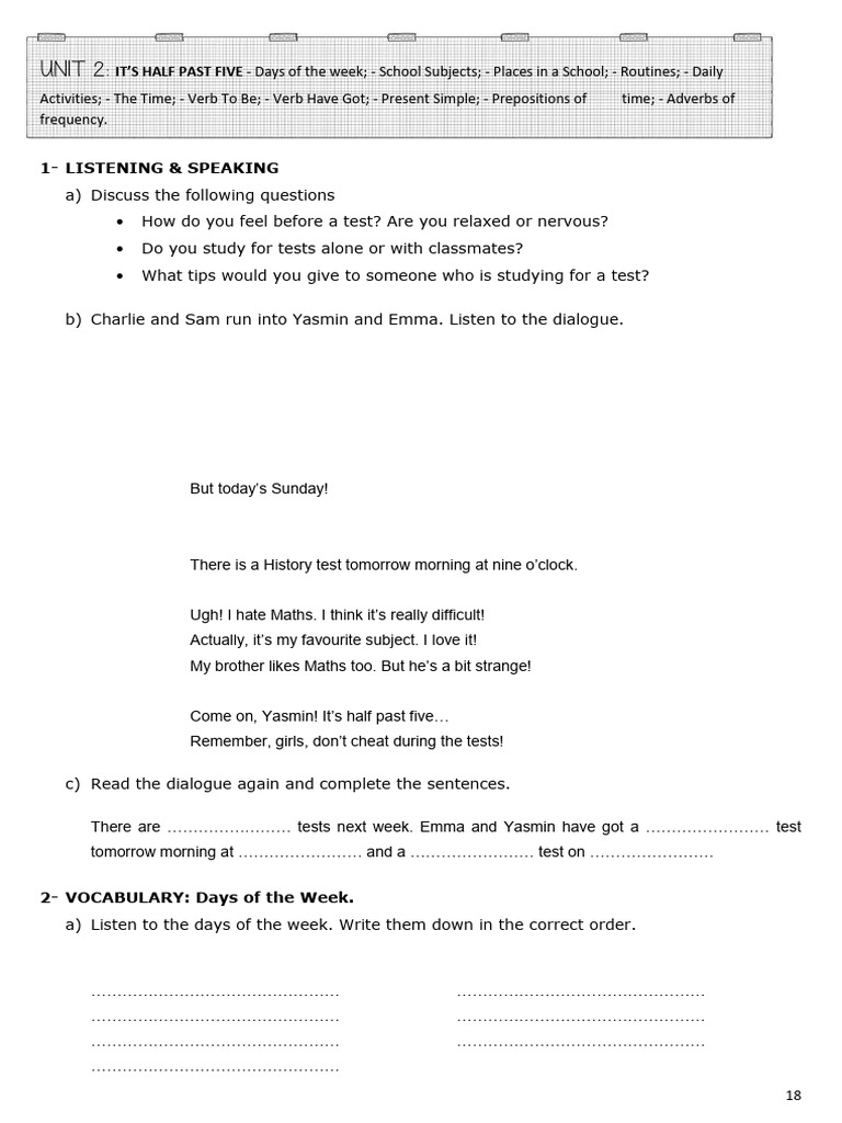 2DO AÑO 2024 - UNIT 2 | PDF | Lunch | Word Search