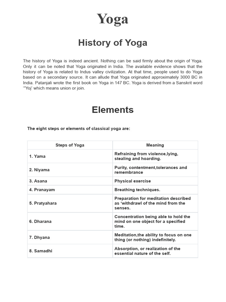 Yoga: History, Elements, and Asanas | PDF | Yoga | Asana