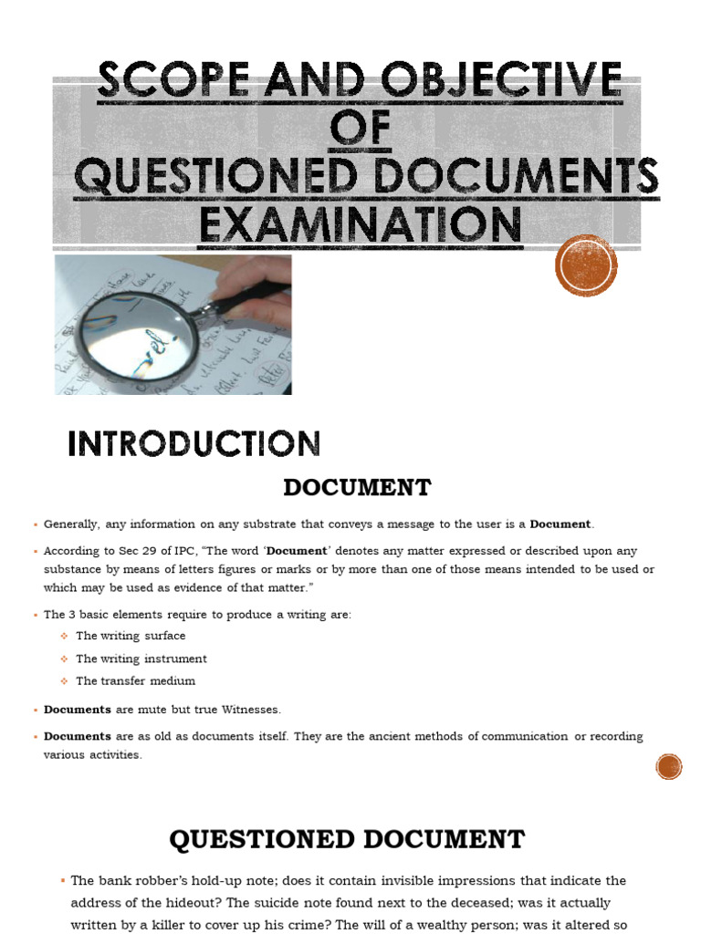 Questioned Document Examination Overview | PDF | Seal (Emblem ...
