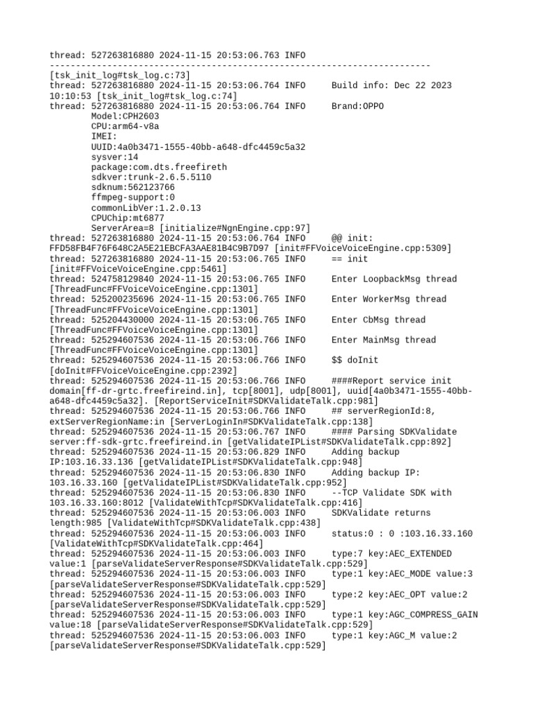 OPPO CPH2603 SDK Initialization Log | PDF | Port (Computer Networking) | Internet Standards