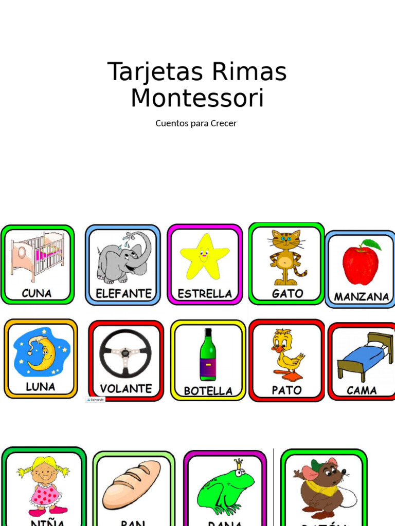 Tarjetas Rimas Montessori | PDF