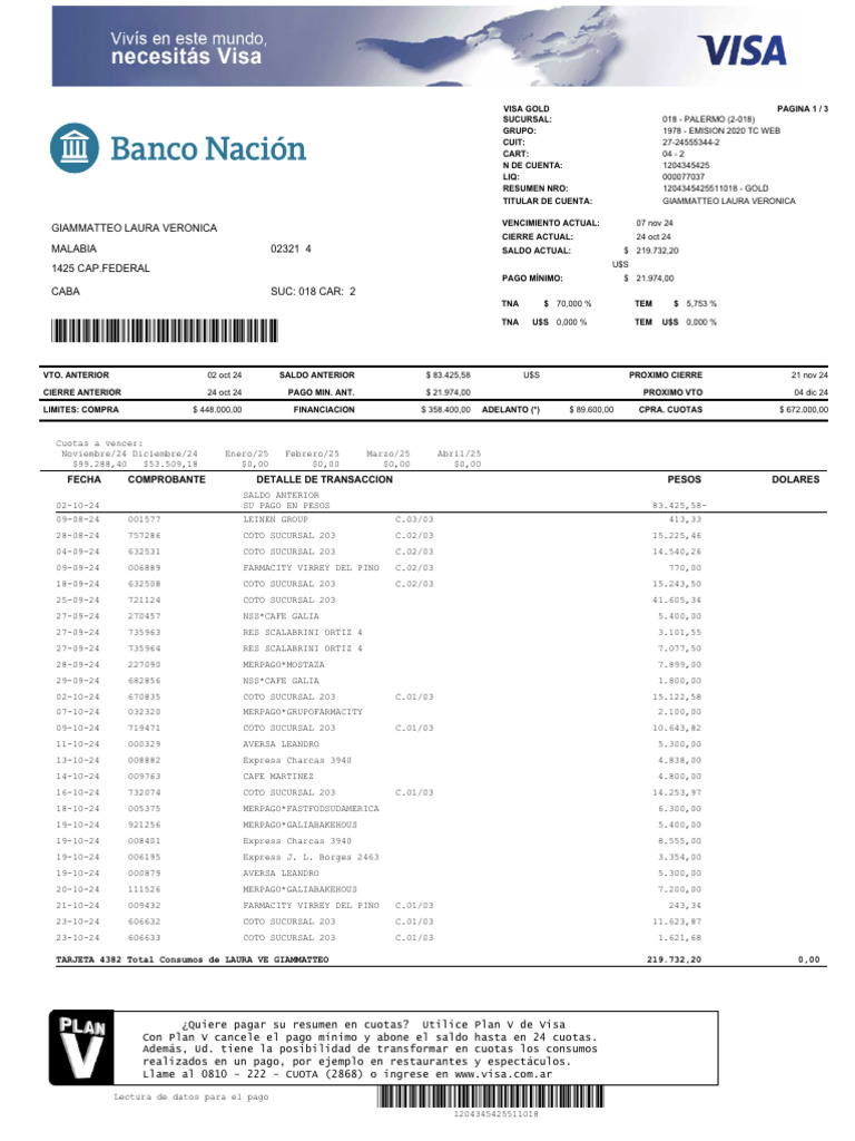 Resumen 20241026 | PDF | Tarjeta de crédito | Tarjeta de débito
