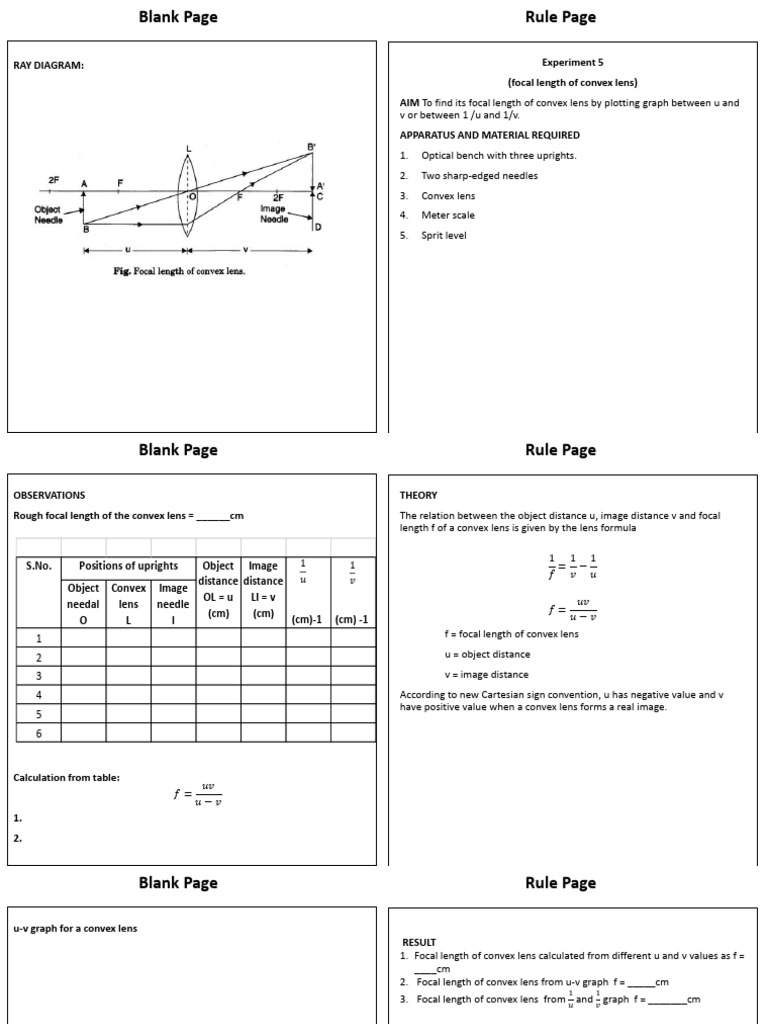 B Experiment 1 - Focal Length of Convex Lens | PDF | Optics | Applied ...