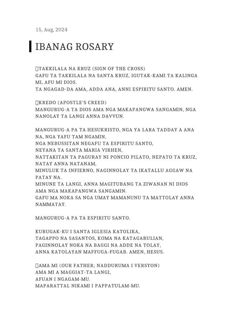 Rosario Ta Ibanag | PDF