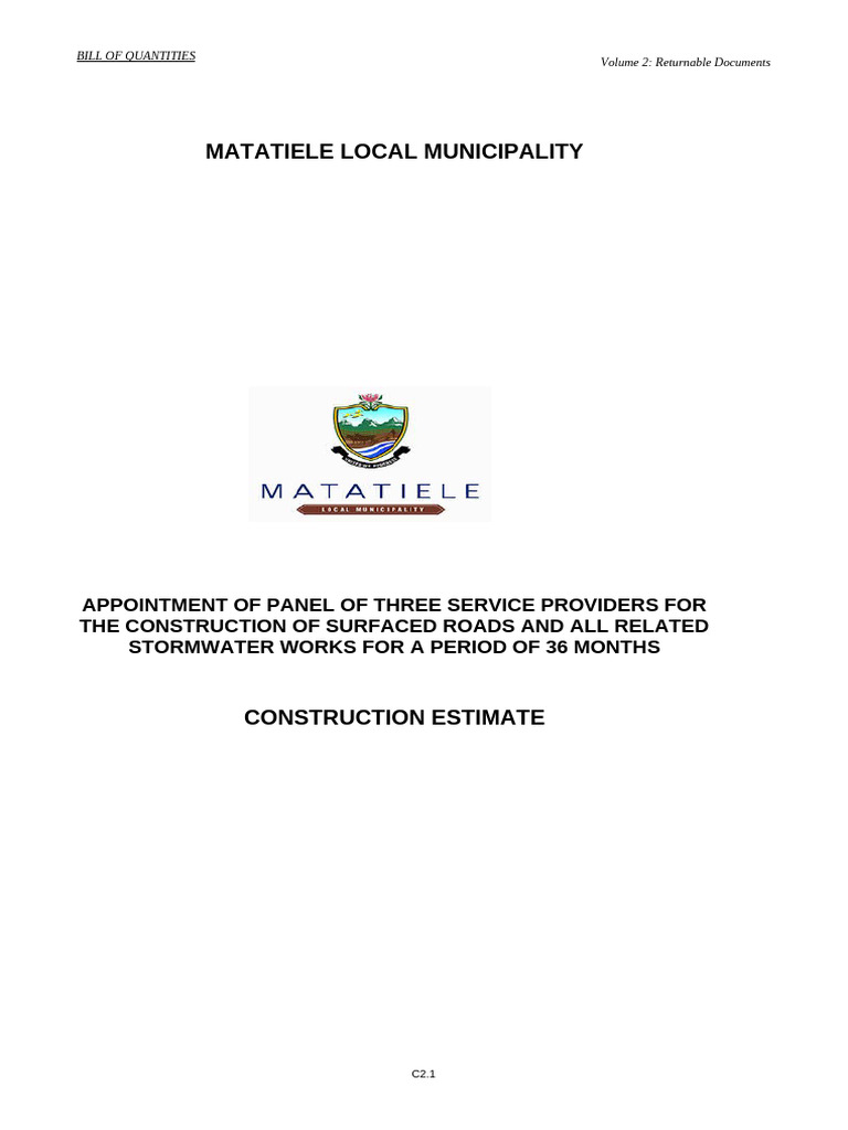 Boq Panel of Contractors Surfaced Roads 10052023 | PDF | Road | Road ...
